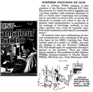 Club History – Northern California DX Club